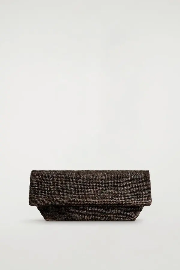 Cos Oversized Folded Clutch Bag In Straw