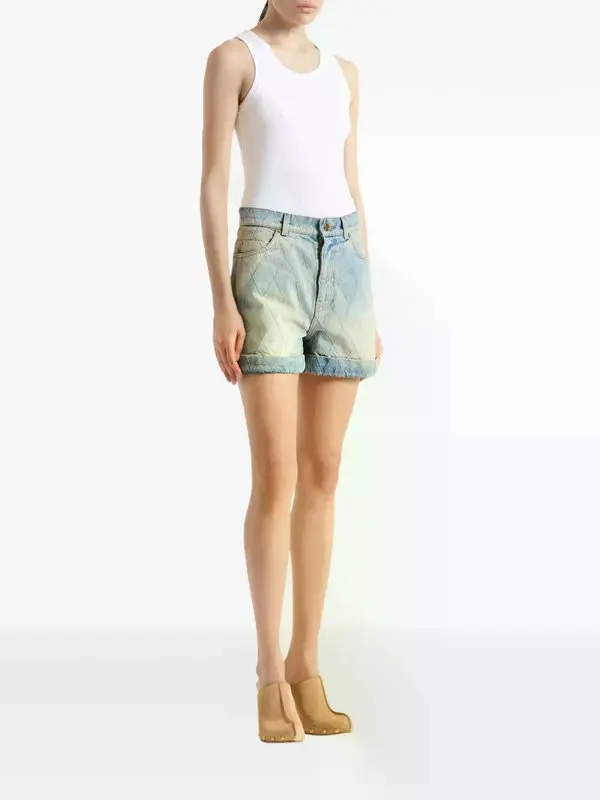 Balmain Topstitched Denim Shorts
