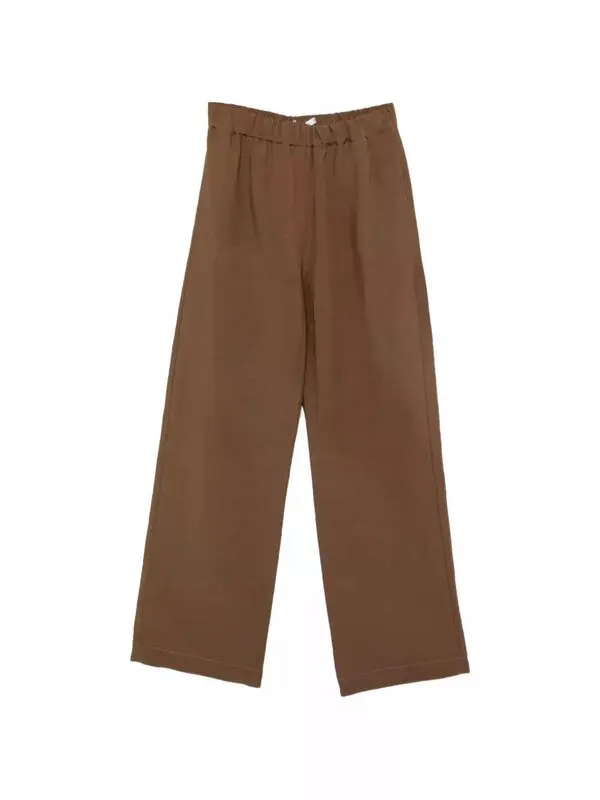 CENERE GB Wide Leg Elasticated Waistband Trousers - Brown