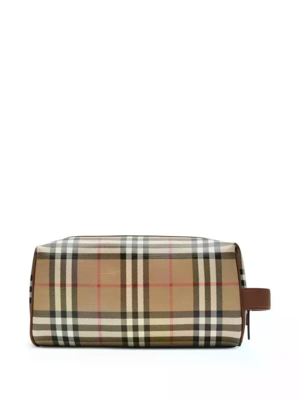 Burberry Check Travel Pouch With Calf Leather Trim