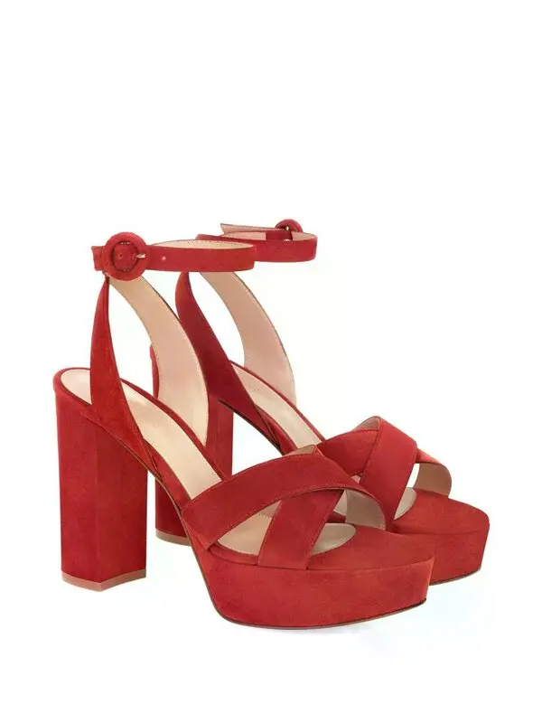 GIANVITO ROSSI Sabrina Crossover Strap Sandals - Red