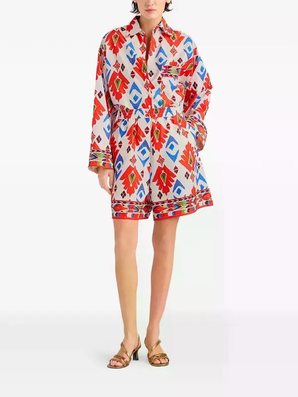 Momoni Printed Poplin Shorts - Red