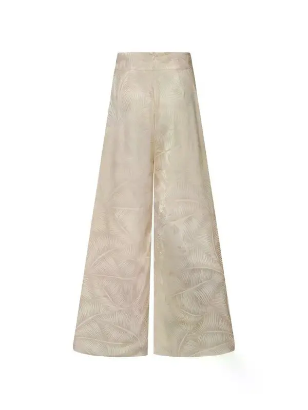 Johanna Ortiz Musical Palm-jacquard Wide-leg Trousers - Neutrals