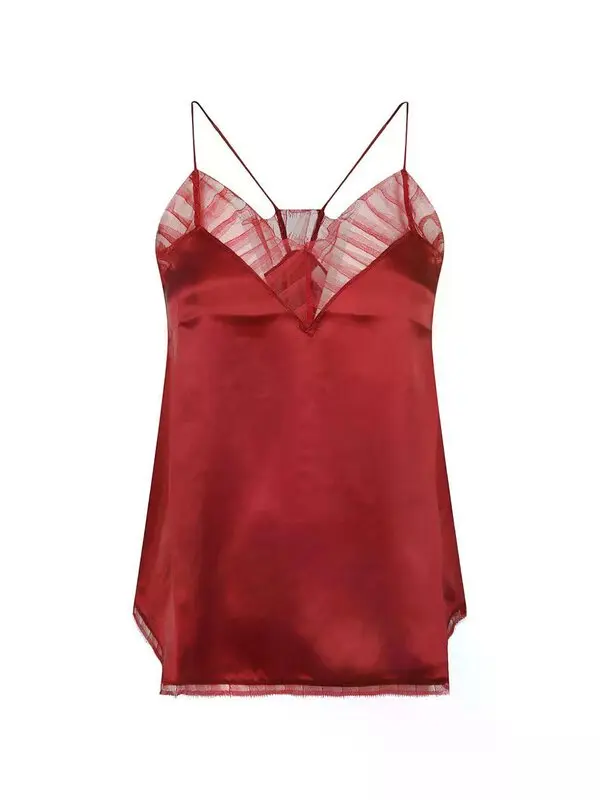 IRO PARIS Satin Camisole Top With Tulle Trim
