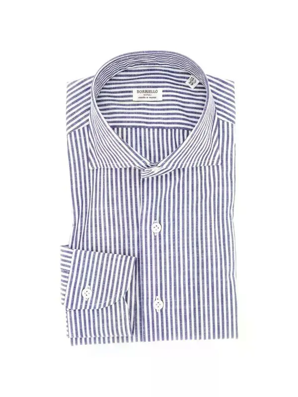 BORRIELLO NAPOLI Striped-pattern Cotton Shirt - Blue