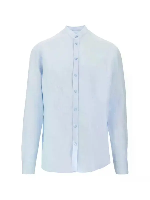 Emporio Armani Guru-collar Long-sleeve Shirt - Blue