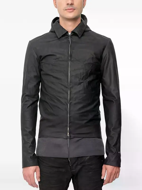 MA+ Detachable-hood Leather Jacket