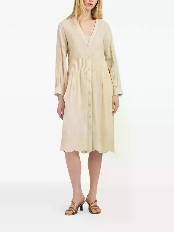 Momoni Embroidered Micro-pleated Midi Dress