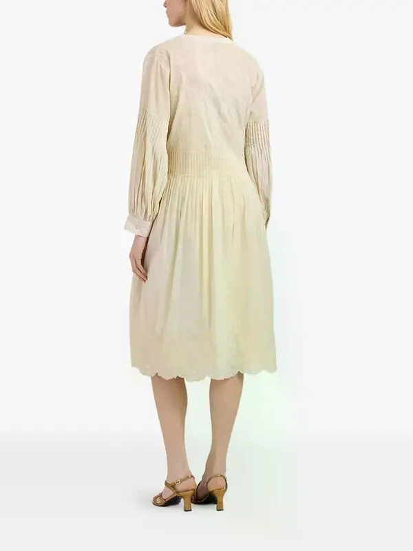 Momoni Embroidered Micro-pleated Midi Dress
