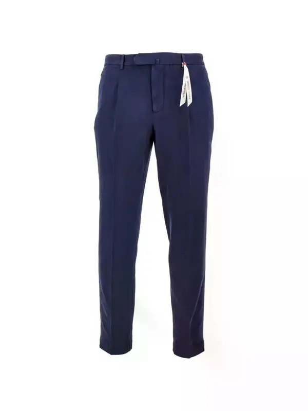 SANTANIELLO Pleated Slim-fit Trousers - Blue