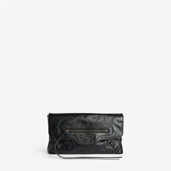 Balenciaga Le City Clutch In Lambskin - Black