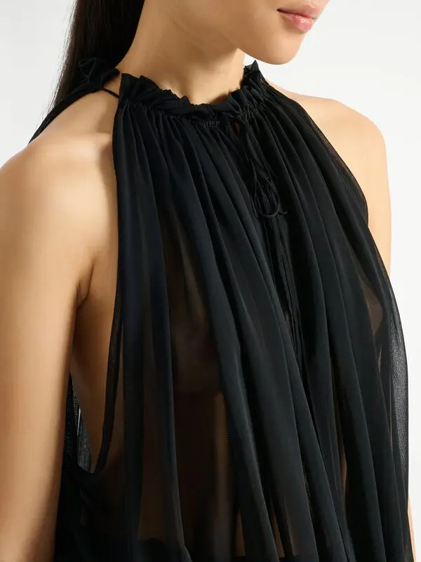 Balmain Sleeveless Muslin Top With Drawstring Neck