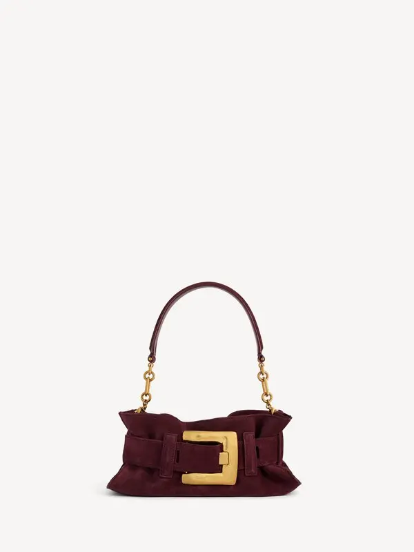 Balmain Mini Suede Leather Belted Bag