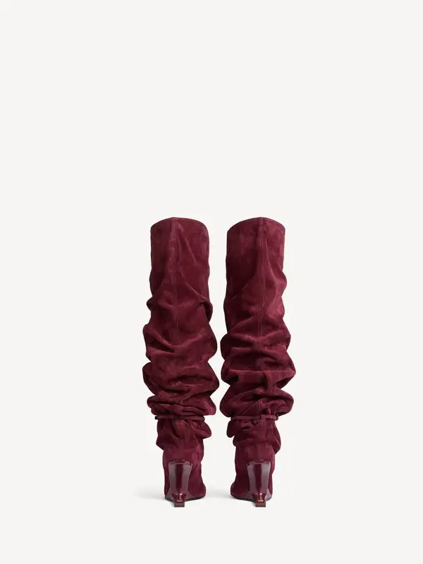 Balmain Suede Thigh-high Boots With Tassel Detail - Red