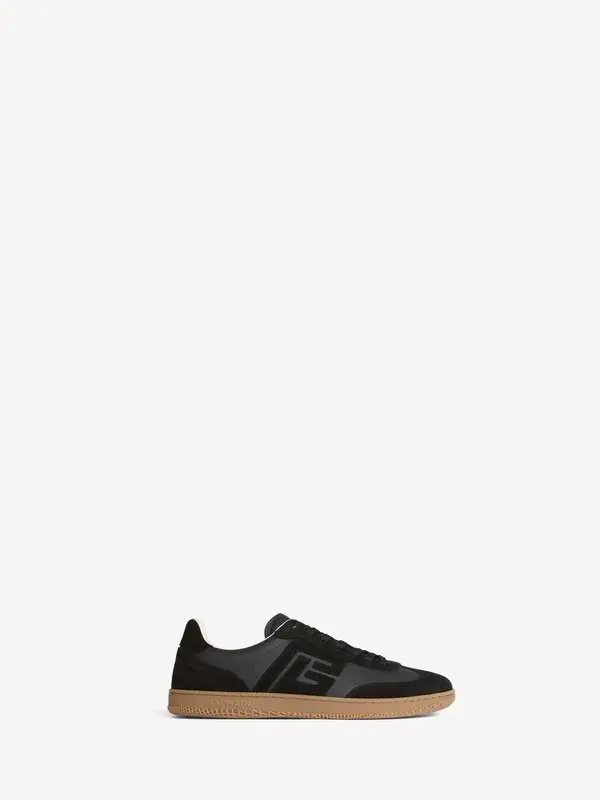 Balmain Swan Suede And Smooth Leather Lace-up Sneakers - Black