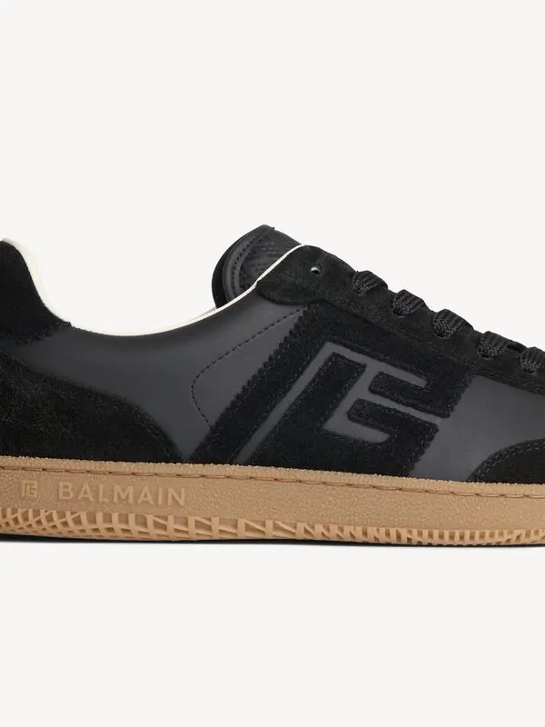 Balmain Swan Suede And Smooth Leather Lace-up Sneakers - Black