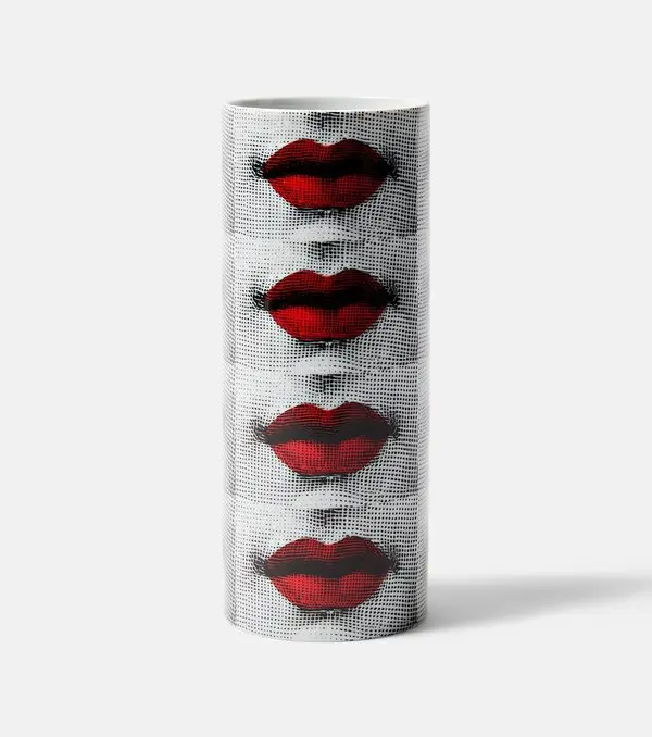 FORNASETTI Bocche Small Porcelain Vase - Grey