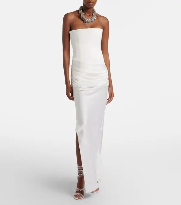 Rene Caovilla Chandelier Embellished Satin Sandals - White