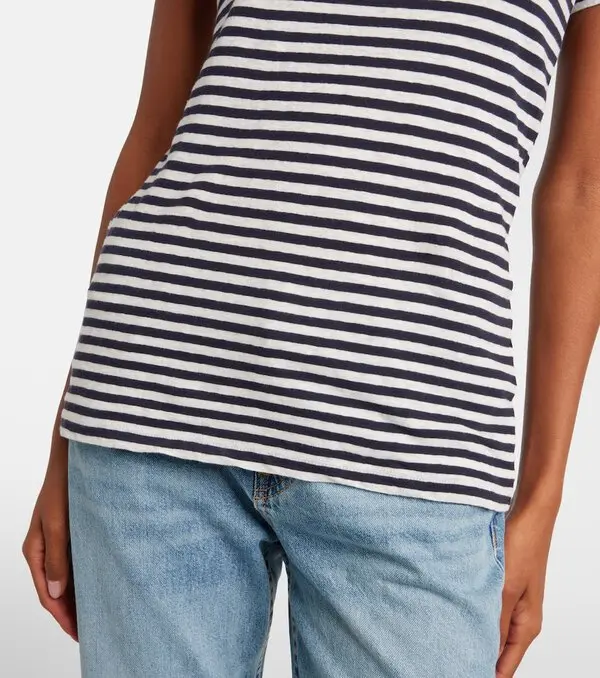 NILI LOTAN Lana Striped Cotton Jersey T-shirt - Blue