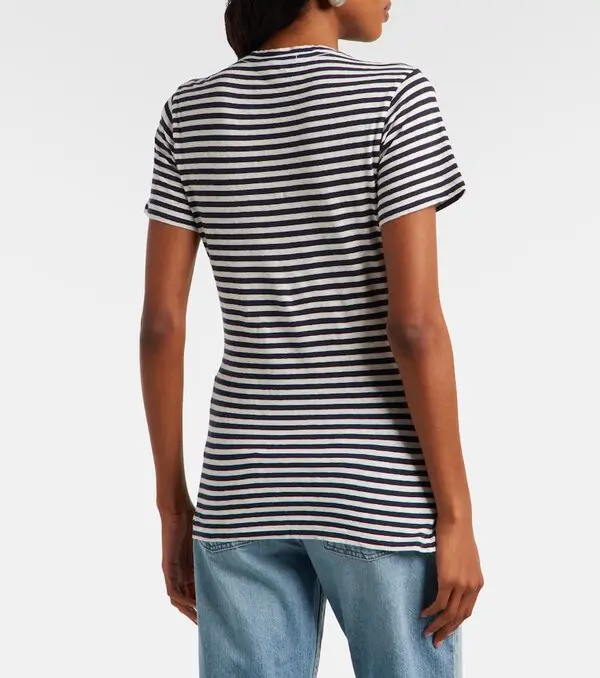 NILI LOTAN Lana Striped Cotton Jersey T-shirt - Blue