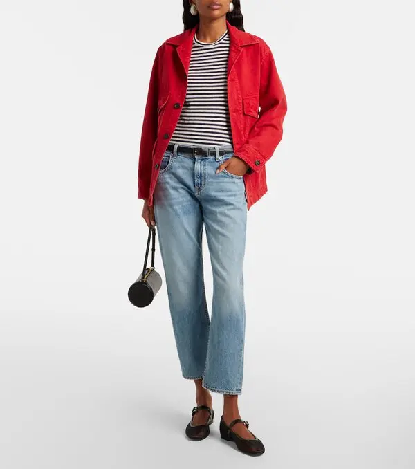 NILI LOTAN Lana Striped Cotton Jersey T-shirt - Blue
