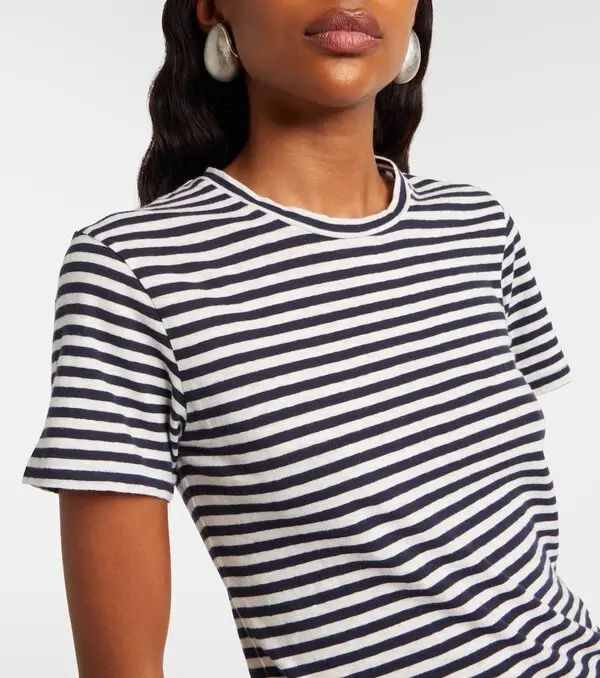 NILI LOTAN Lana Striped Cotton Jersey T-shirt - Blue