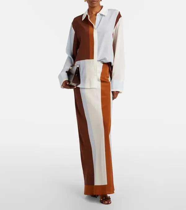 SIR. Striped Silk Maxi Skirt