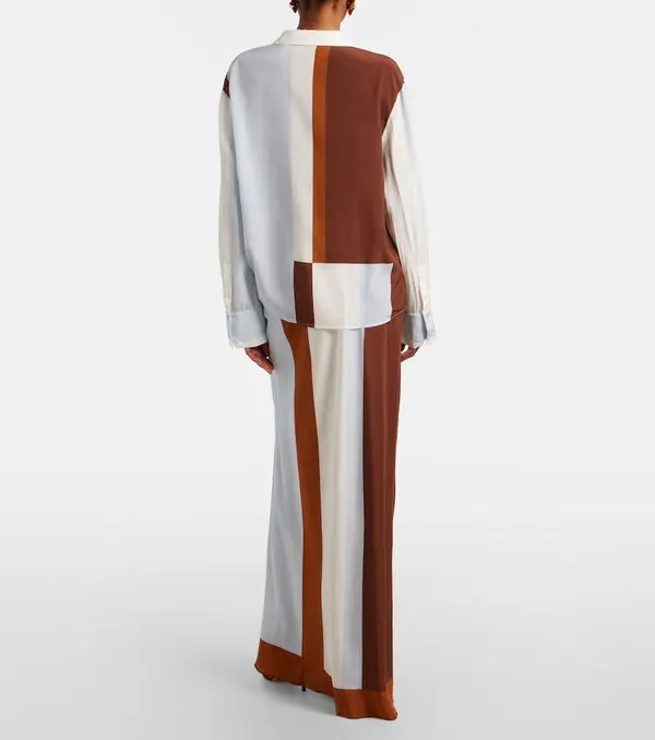 SIR. Striped Silk Maxi Skirt