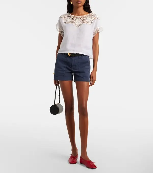 NILI LOTAN Cotton Blend Shorts - Blue