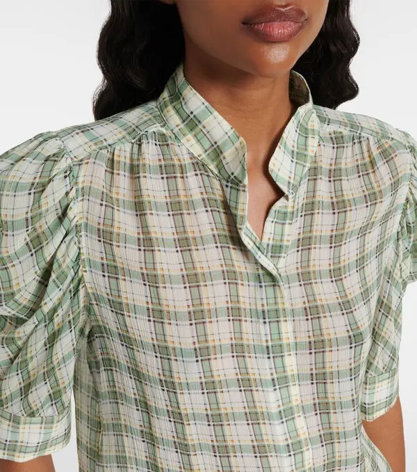 FRAME Gillian Checked Silk Blouse
