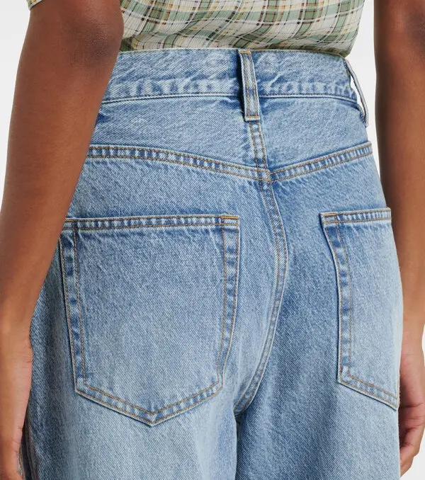 FRAME Crochet Bow Cropped Wide-leg Jeans