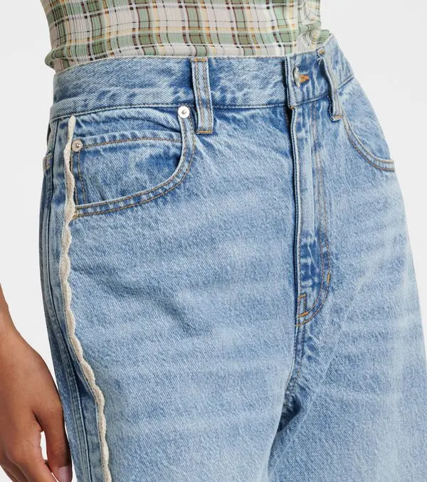 FRAME Crochet Bow Cropped Wide-leg Jeans