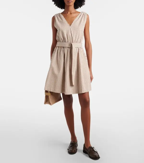 Brunello Cucinelli Striped Cotton-blend Minidress