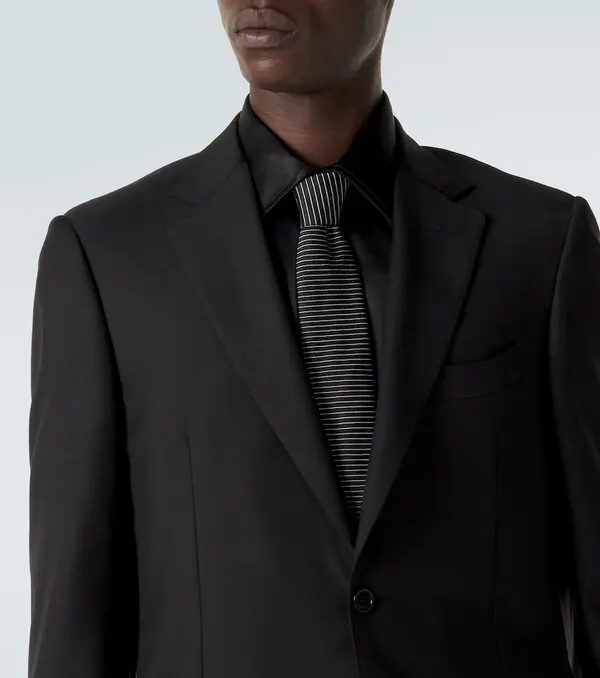 Giorgio Armani Striped Silk Neck Tie - Black