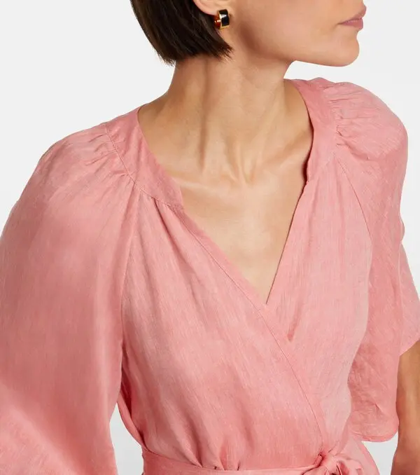 ERES Audacieuse Belted Linen Maxi Dress - Pink