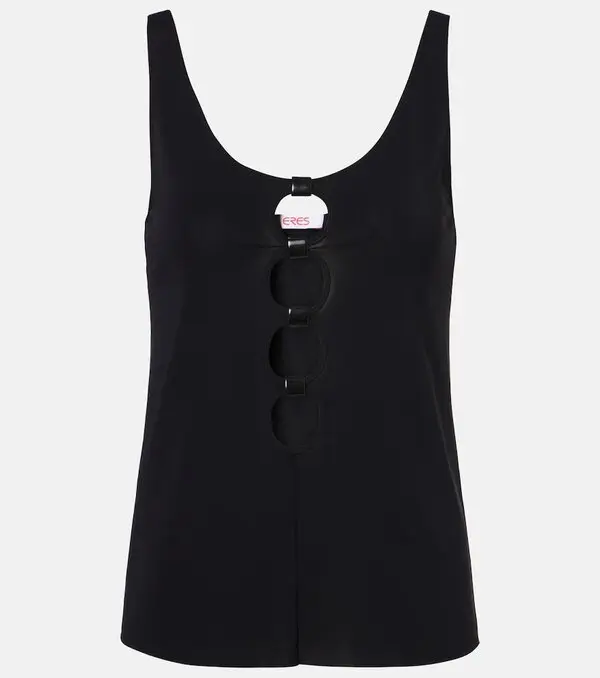 ERES Curl Cutout Jersey Top In Noir
