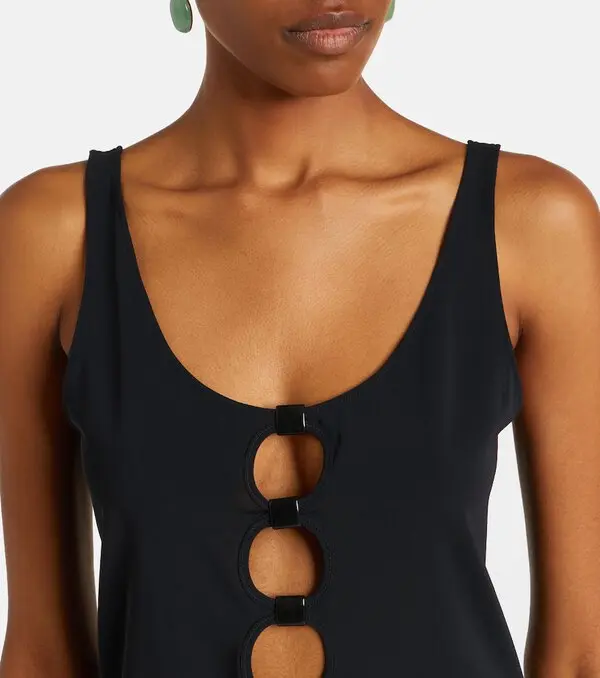 ERES Curl Cutout Jersey Top In Noir