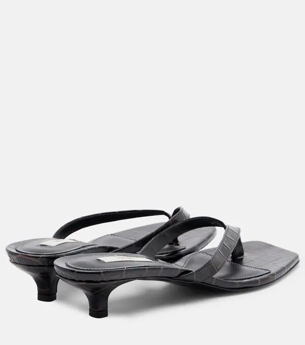 TOTEME Croc-effect Leather Thong Sandals - Brown