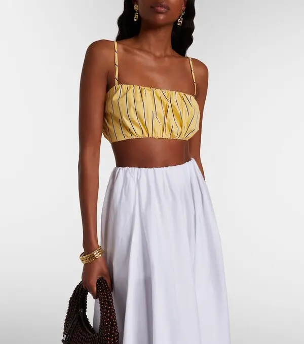 Staud Fiore Striped Cotton Crop Top