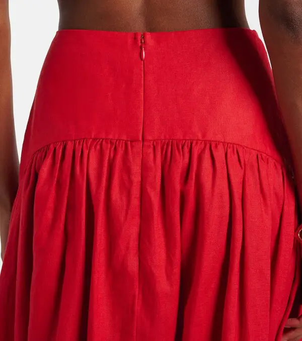 Staud Procida Linen Maxi Skirt In Tomato - Red