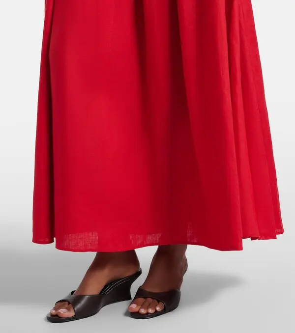 Staud Procida Linen Maxi Skirt In Tomato - Red