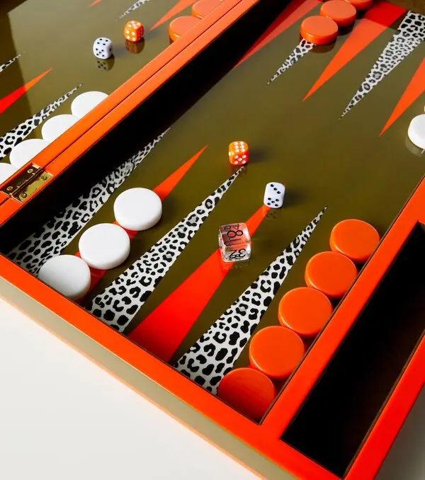 Jonathan Adler Leopard Lacquered Backgammon Set - Green