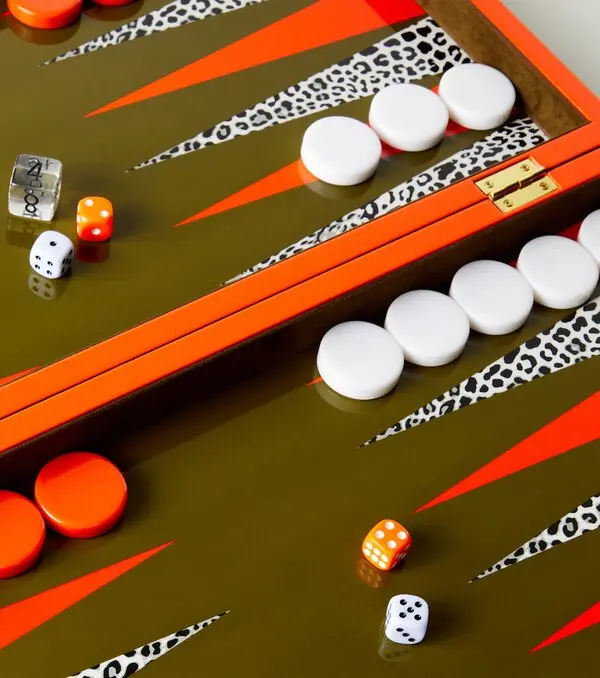 Jonathan Adler Leopard Lacquered Backgammon Set - Green
