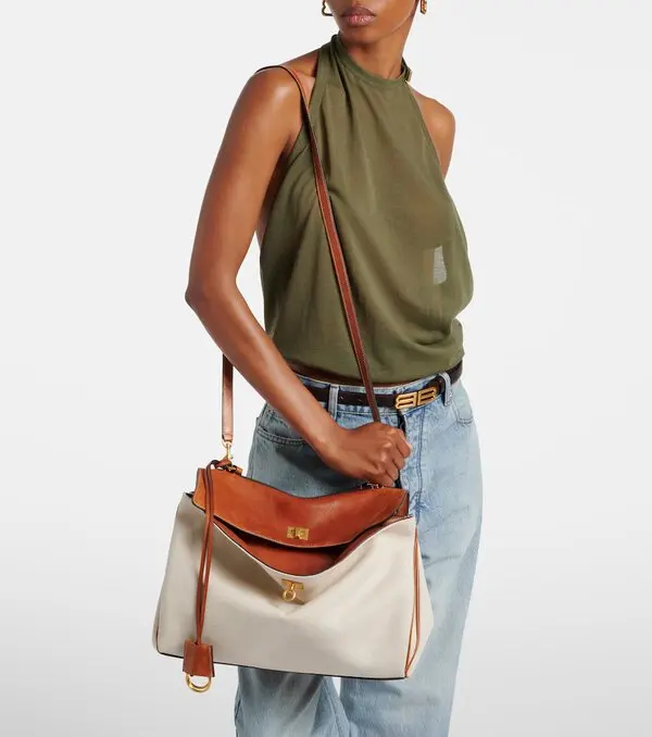 Balenciaga Rodeo Medium Canvas Shoulder Bag