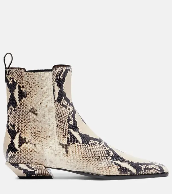 Paris Texas Bettina Snake-print Ankle Boots - Beige