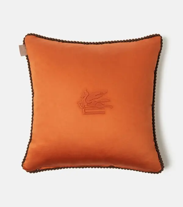 Etro Embroidered Cotton Cushion - Brown