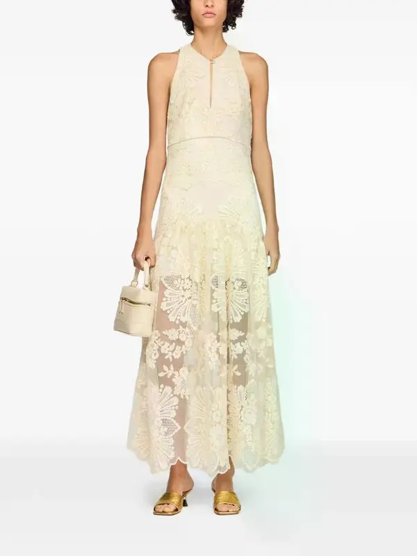Sandro Floral Halterneck Tiered Dress