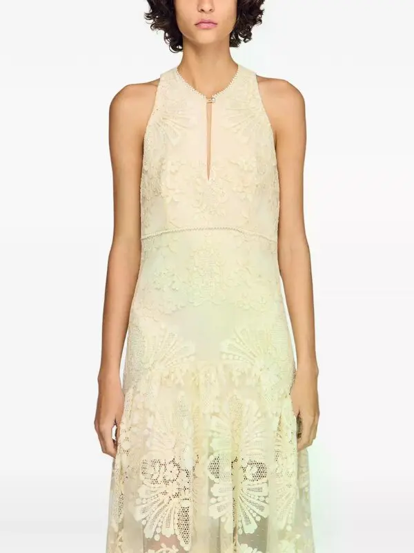 Sandro Floral Halterneck Tiered Dress
