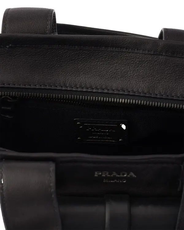 Prada Route Medium Leather Tote Bag - Black