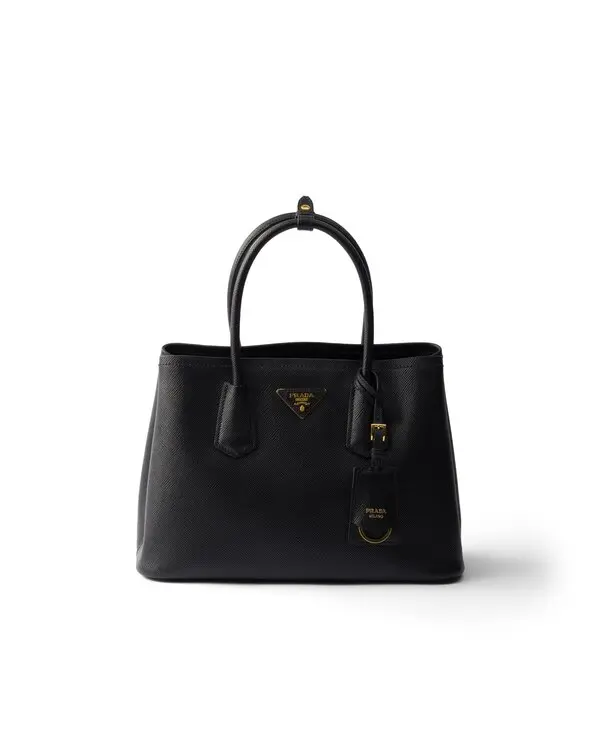 Prada Double Medium Saffiano Leather Bag - Black